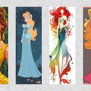 50 Cartoon Princess Printable Bookmarks, Fairy Tale Digital Download ...