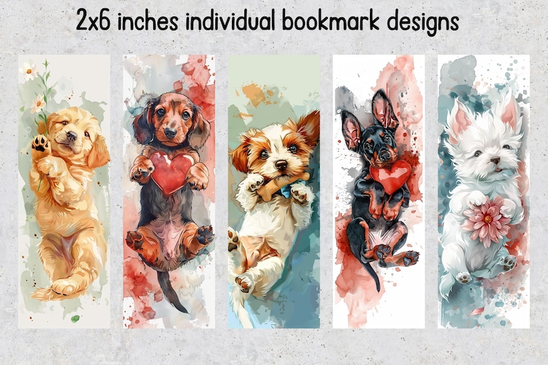 50 Cute Puppies Printable Bookmarks, Dogs Digital Download Bookmark ...