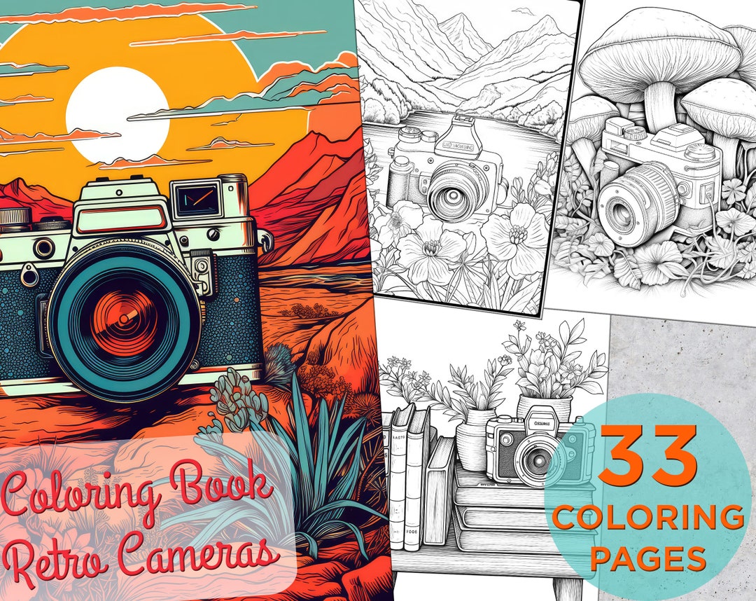 33 Retro Photo Cameras Coloring Pages Vintage Photo Camera - Etsy