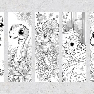 50 Printable Bookmarks for Coloring Baby Dinosaurs, Dinosaur Digital ...