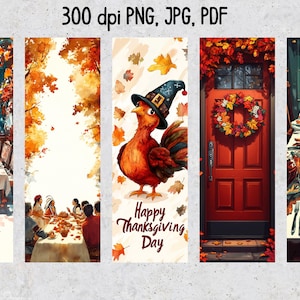 50 Thanksgiving Day Printable Bookmarks, Thanksgiving Arts Digital ...