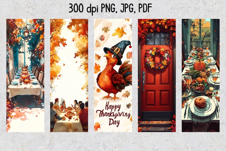 50 Thanksgiving Day Printable Bookmarks, Thanksgiving Arts Digital ...