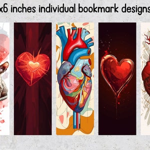 45 Romantic Hearts Printable Bookmarks, Heart Digital Download Bookmark ...