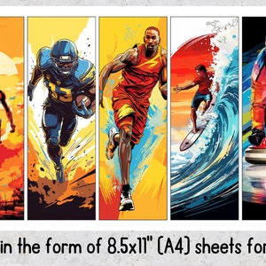40 Sports Printable Bookmarks, Sport Digital Download Bookmark Sheets ...