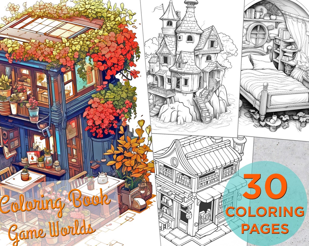 30 Game World Coloring Pages Isometric Printable Coloring - Etsy