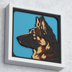 German Shepherd Shadow Box, SVG Layered Design for Cricut Silhouette ...