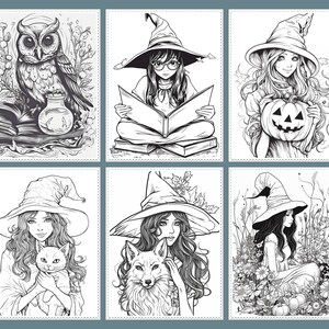 25 Pretty Witches Coloring Pages, Adults Printable Grayscale Coloring ...