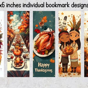 50 Thanksgiving Day Printable Bookmarks, Thanksgiving Arts Digital ...