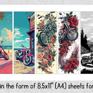 50 Motorbike Printable Bookmarks, Motorcycle Digital Download Bookmark ...