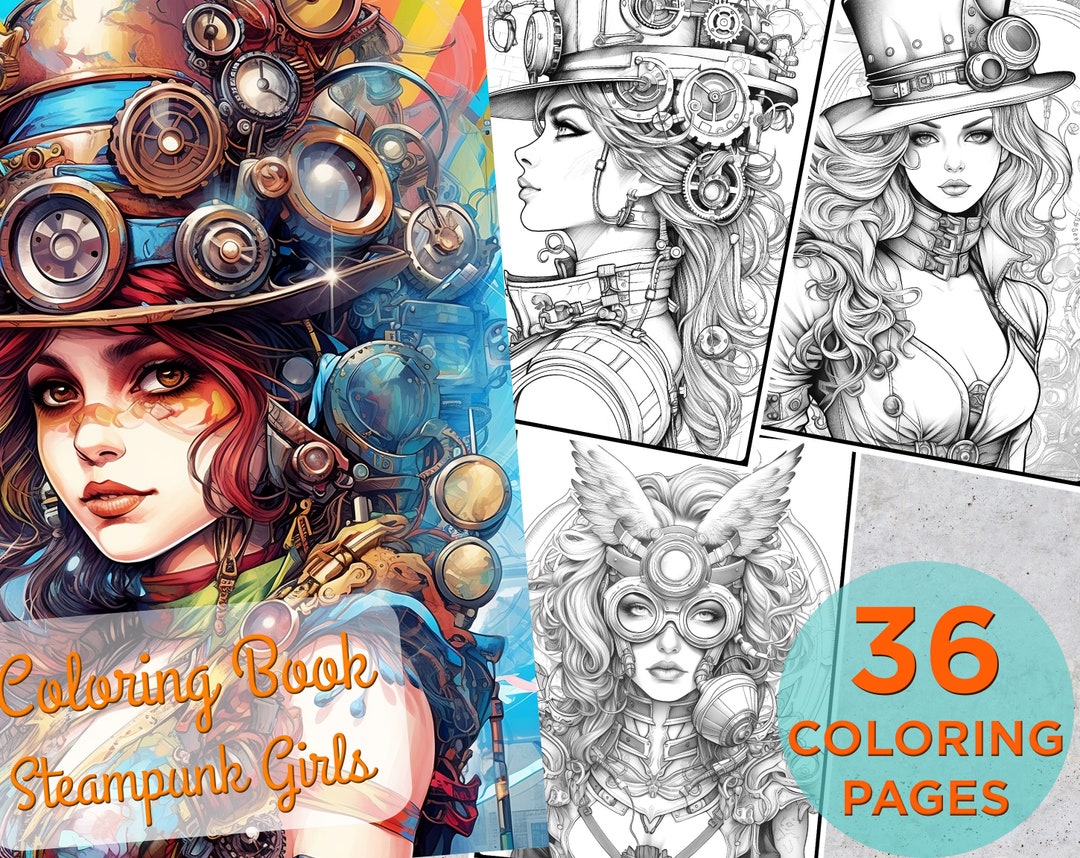 36 Steampunk Coloring Pages Steampunk Adults Printable - Etsy