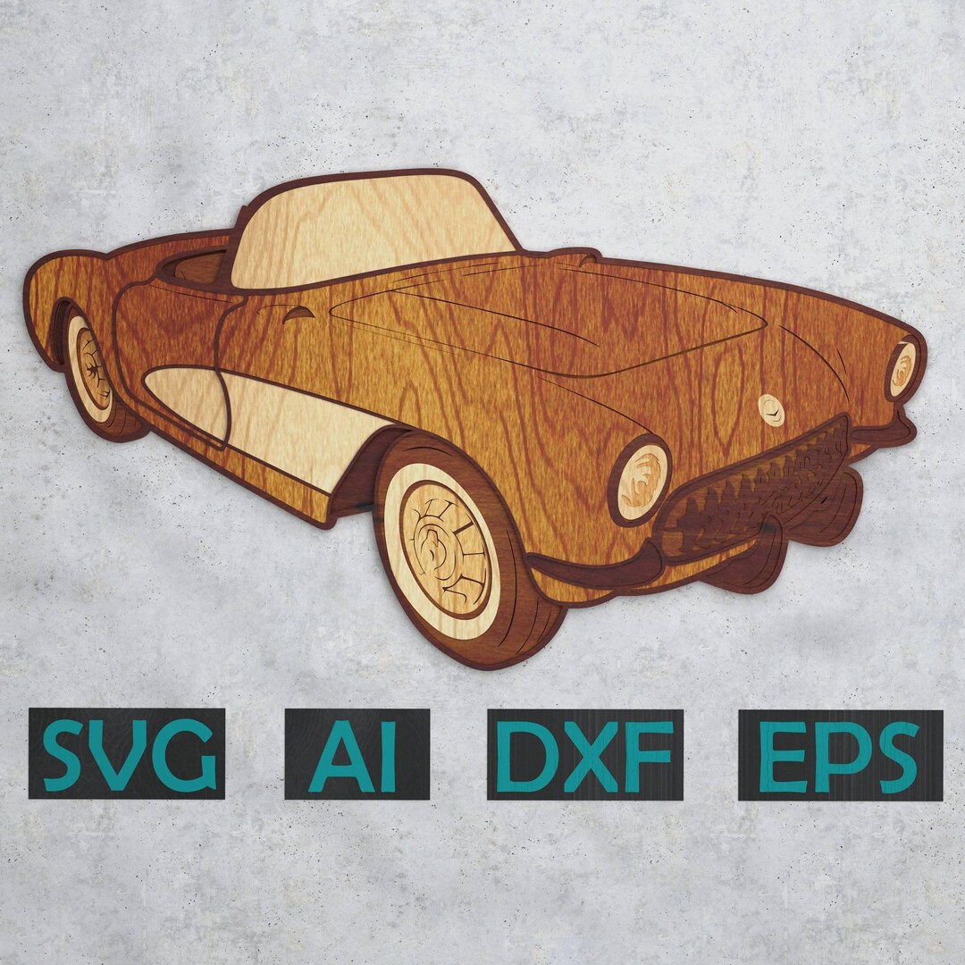 Retro Car Layered Design for Laser Cutting, SVG DXF Classic Car Digital ...