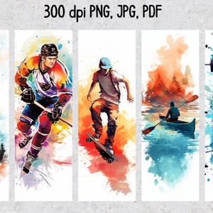 40 Sports Printable Bookmarks, Sport Digital Download Bookmark Sheets ...