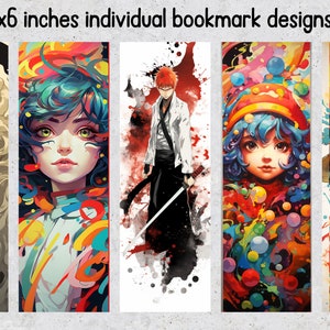 40 Anime Printable Bookmarks, Anime Digital Download Bookmark Sheets ...
