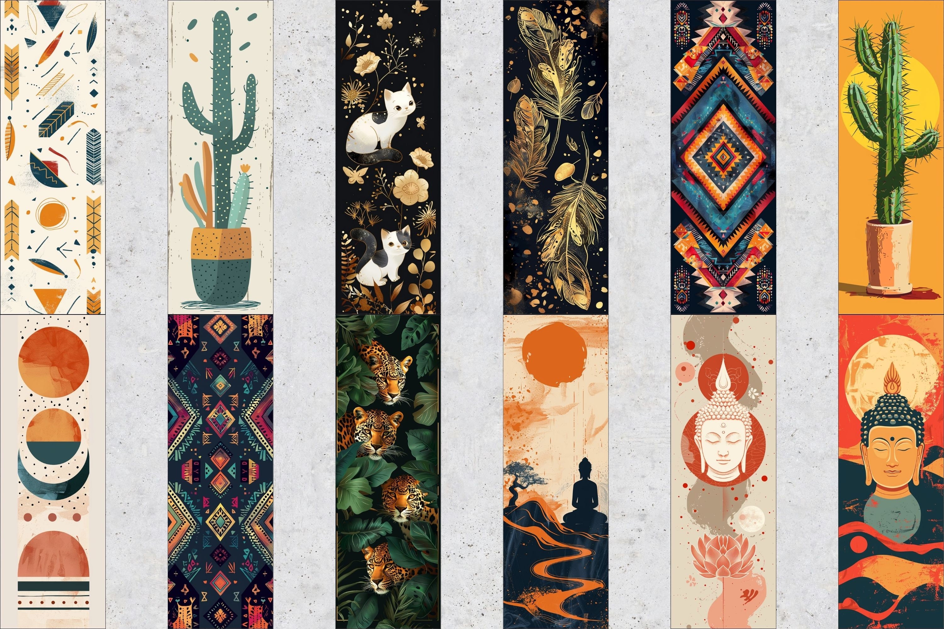 50 Boho Style Printable Bookmarks, Boho Digital Download Bookmark ...