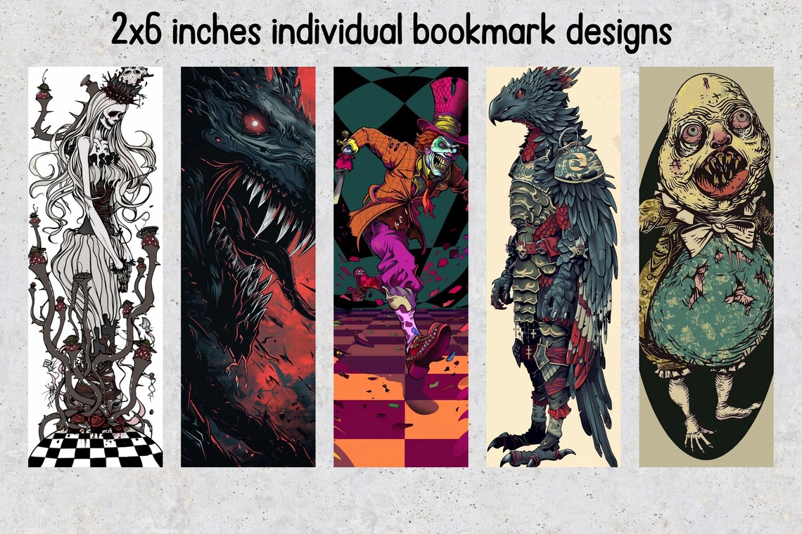 50 Horror Wonderland Printable Bookmarks, Alice Digital Download ...
