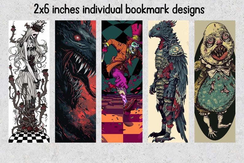 50 Horror Wonderland Printable Bookmarks, Alice Digital Download ...