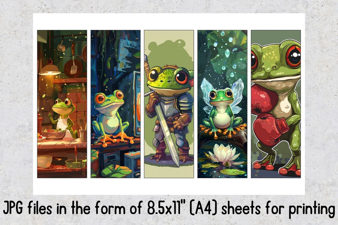 50 Frog Printable Bookmarks, Frog Digital Download Bookmark Sheets ...