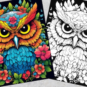 36 Gorgeous Owls Coloring Pages, Floral Owls Printable Grayscale ...