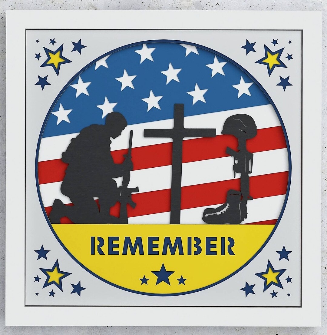 Memorial Day Shadow Box, Memorial Day SVG Layered Design for Cricut ...