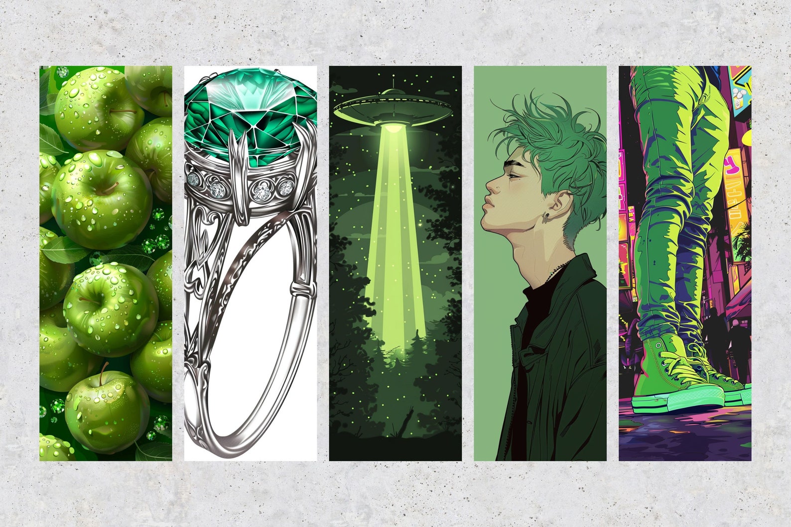 50 Total Green Printable Bookmarks, Green Digital Download Bookmark ...