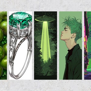 50 Total Green Printable Bookmarks, Green Digital Download Bookmark ...