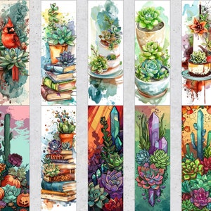 50 Cacti and Succulent Printable Bookmarks, Digital Download Bookmark ...
