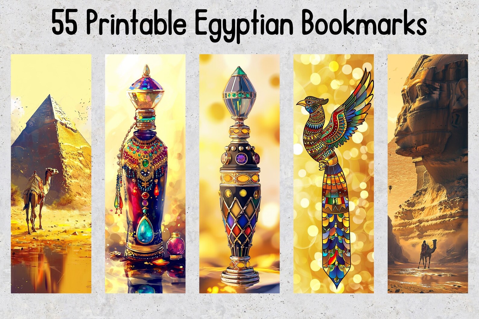 55 Egyptian Art Printable Bookmarks, Historical Digital Download ...