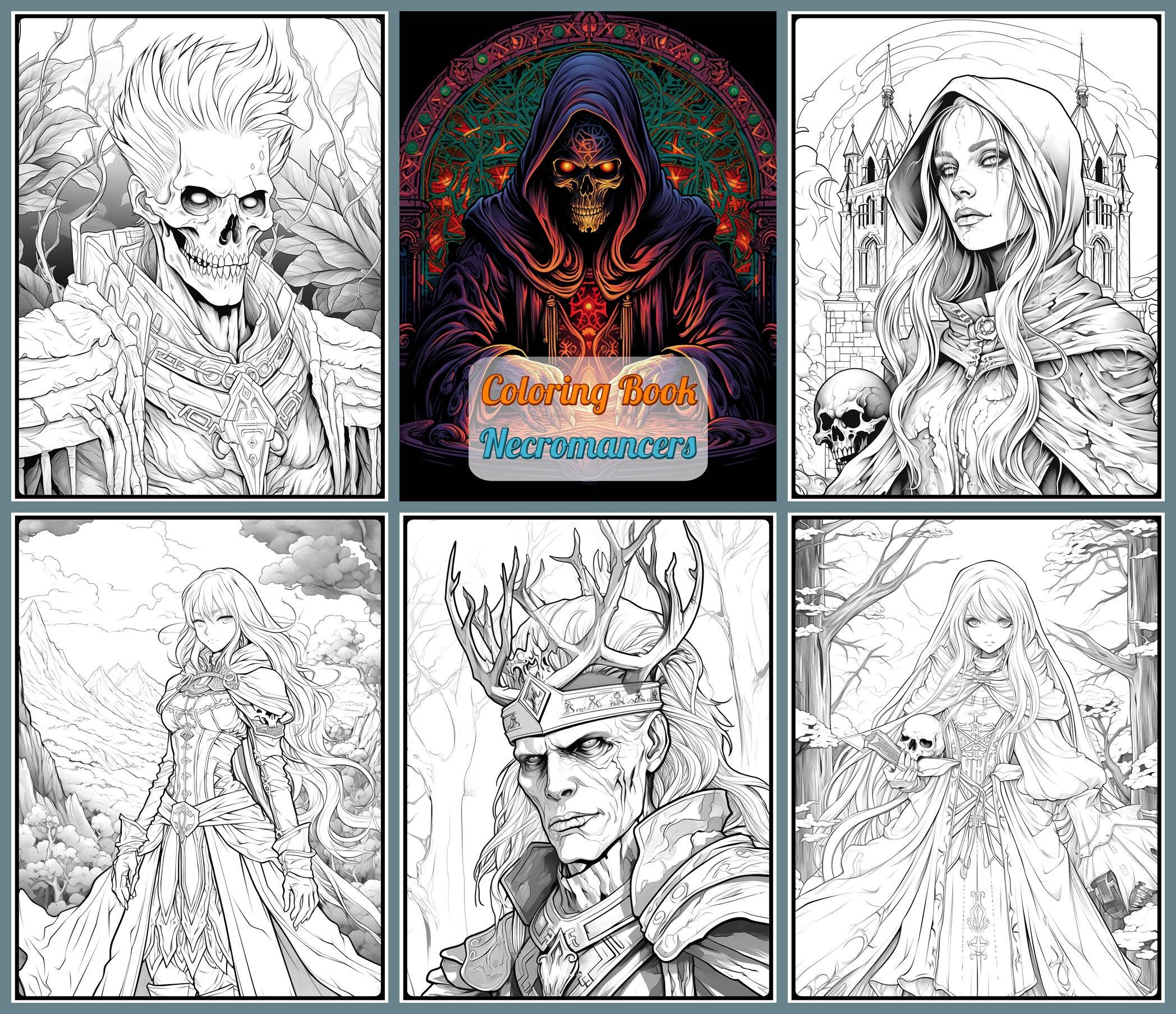 40 Necromancers Coloring Pages, Necromancer Printable Grayscale ...