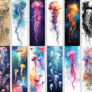 50 Jellyfish Printable Bookmarks, Ocean Digital Download Bookmark ...
