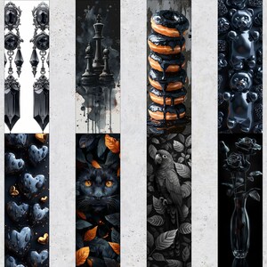 50 Total Black Printable Bookmarks, Black Digital Download Bookmark ...