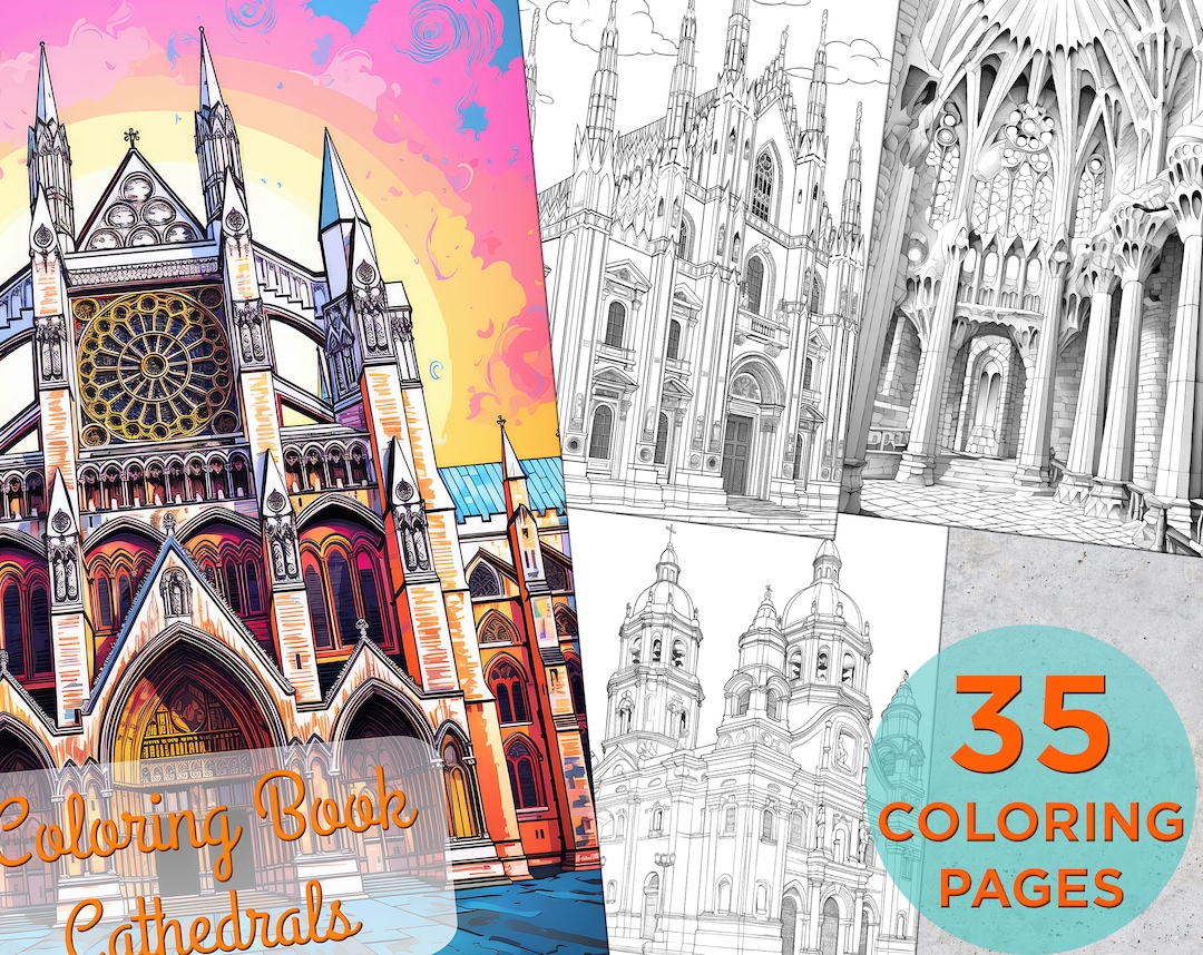 35 Cathedrals Coloring Pages, Adults Printable Coloring Page With ...