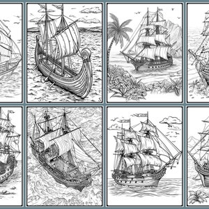 60 Sailing Ship Coloring Pages, Printable Coloring Book With Sailing ...