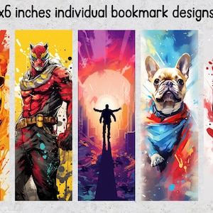 40 Superhero Printable Bookmarks, Comics Digital Download Bookmark ...
