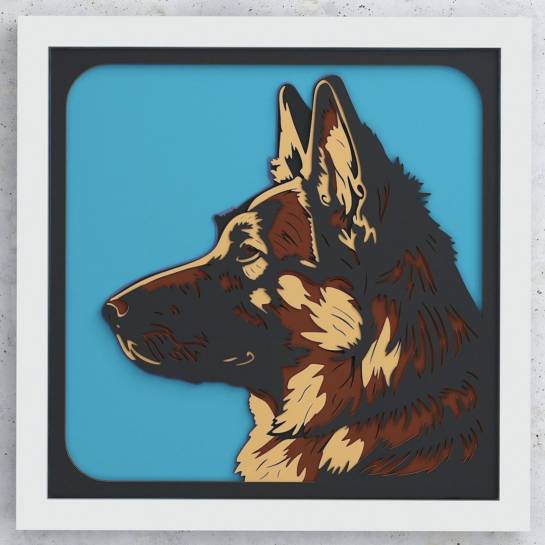 German Shepherd Shadow Box, SVG Layered Design for Cricut Silhouette ...