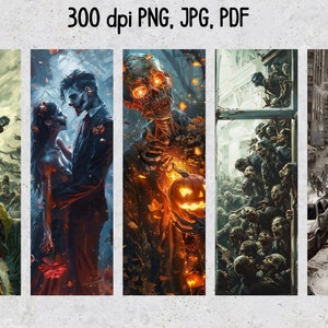 50 Zombie Apocalypse Printable Bookmarks, Horror Digital Bookmark ...