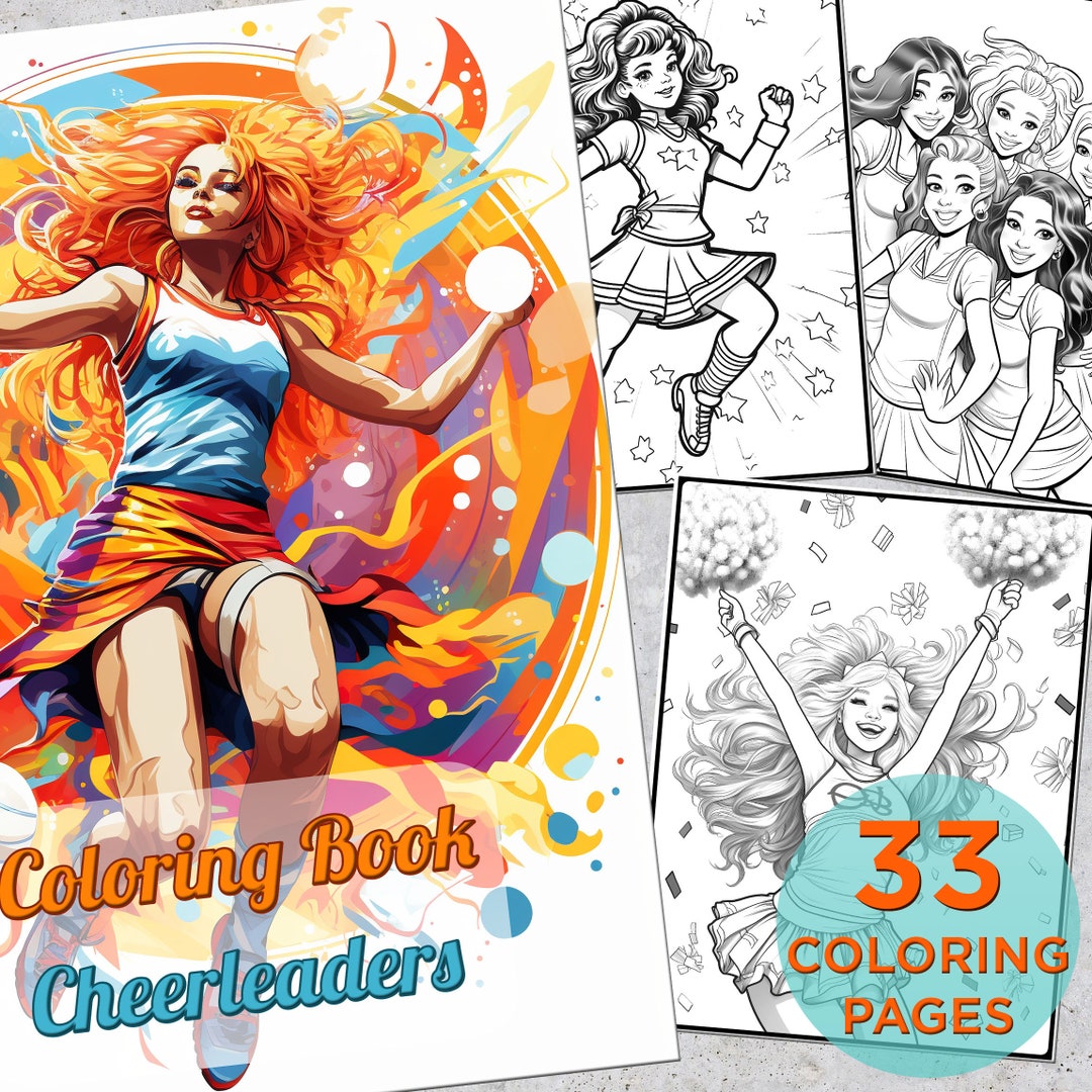 33 Cheerleaders Coloring Pages, Cheerleader Adults Printable Grayscale ...