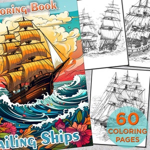 60 Sailing Ship Coloring Pages, Printable Coloring Book With Sailing ...