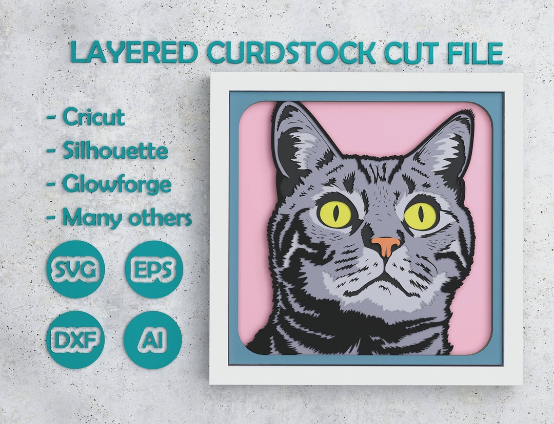Tabby Cat Shadow Box Tabby Cat SVG Layered Design for Cricut - Etsy