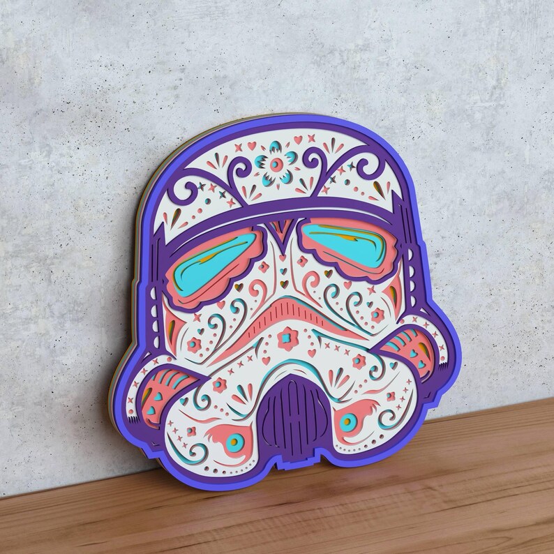 Stormtrooper Helmet Star War Layered Design for Laser and Paper Cutting ...
