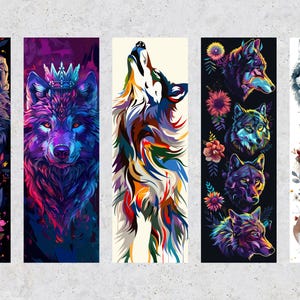 50 Wolf Printable Bookmarks, Wolf Digital Bookmark Sheets, Wolf PNG ...