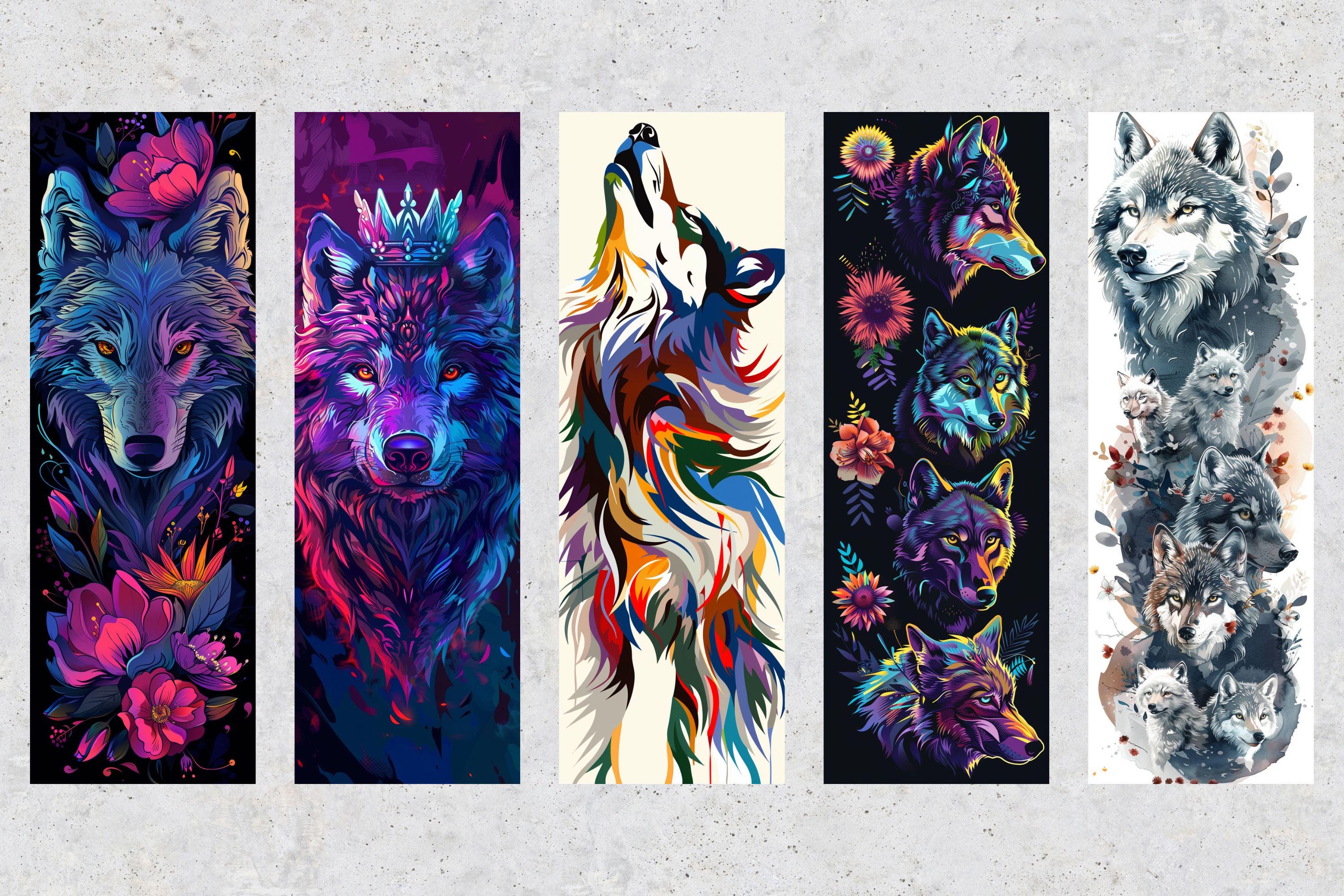 50 Wolf Printable Bookmarks, Wolf Digital Bookmark Sheets, Wolf PNG ...