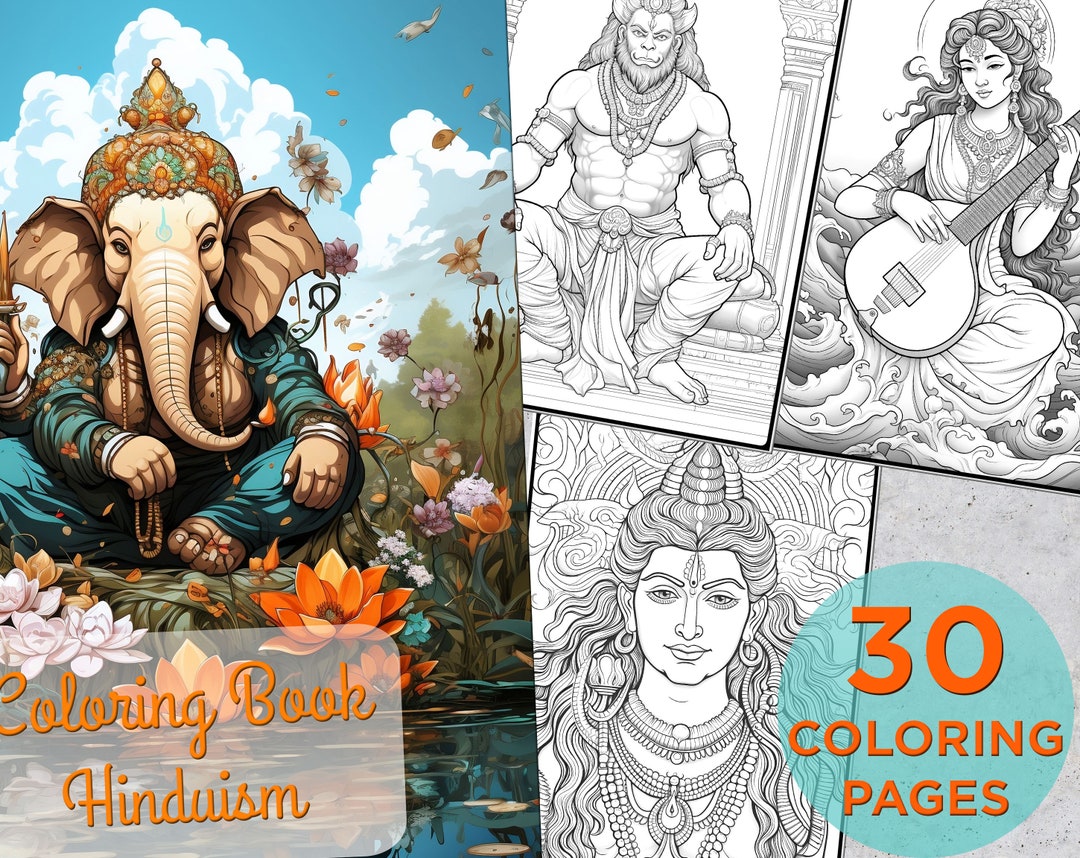 30 Hinduism Coloring Pages Adults Printable Coloring Page - Etsy
