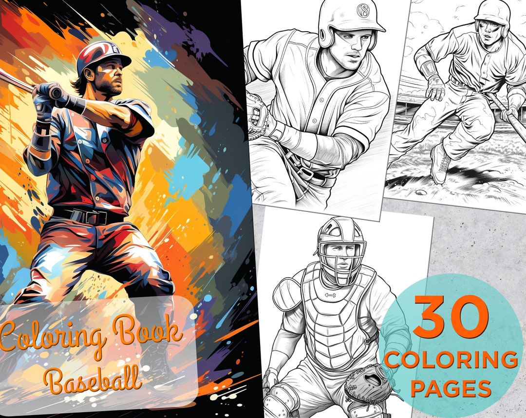30 Baseball Coloring Pages, Baseball Adults Printable Grayscale ...
