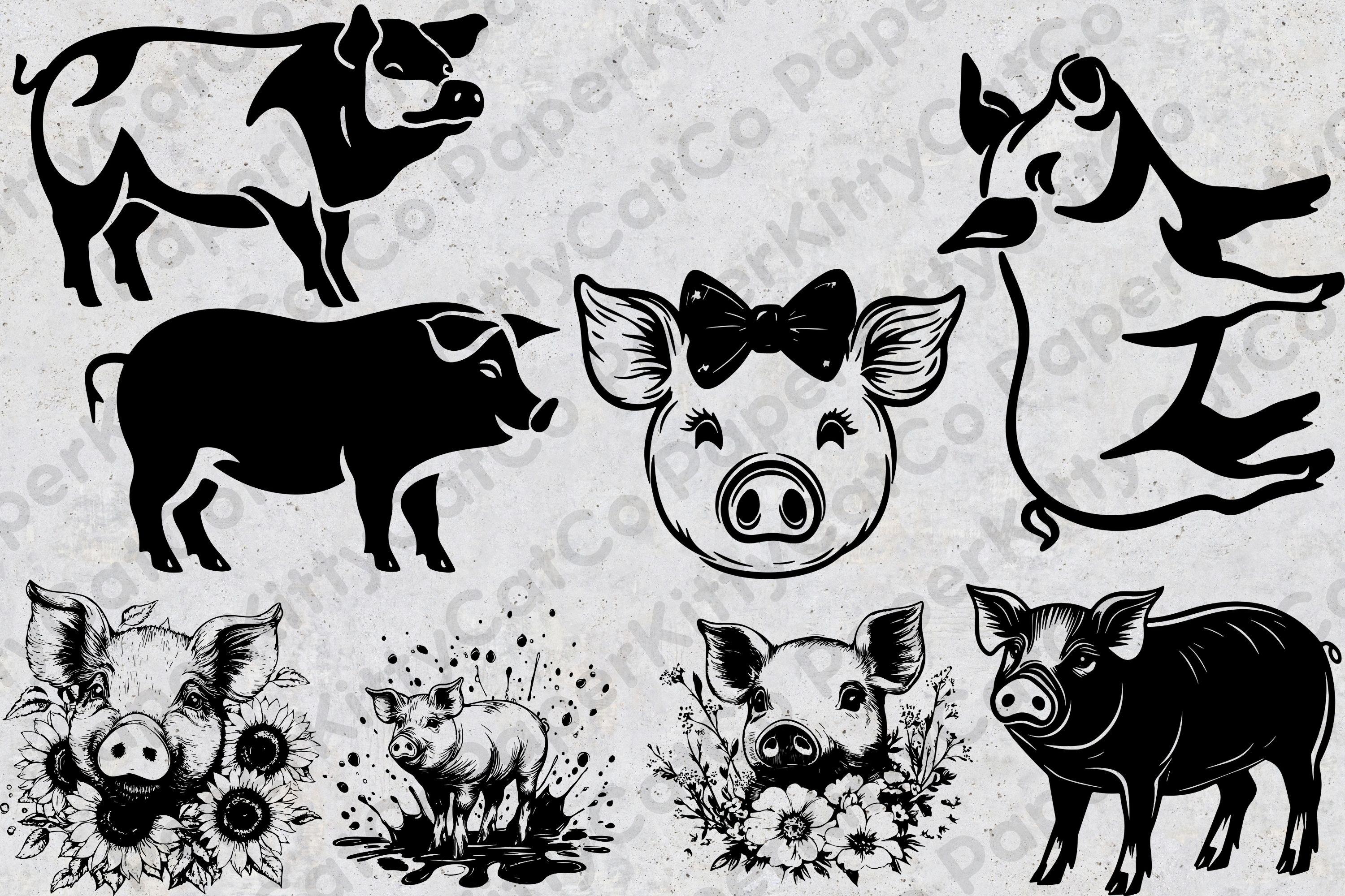 50 Pig PNG & SVG Bundle, Pigs SVG Silhouettes Sublimation, Pigs ...