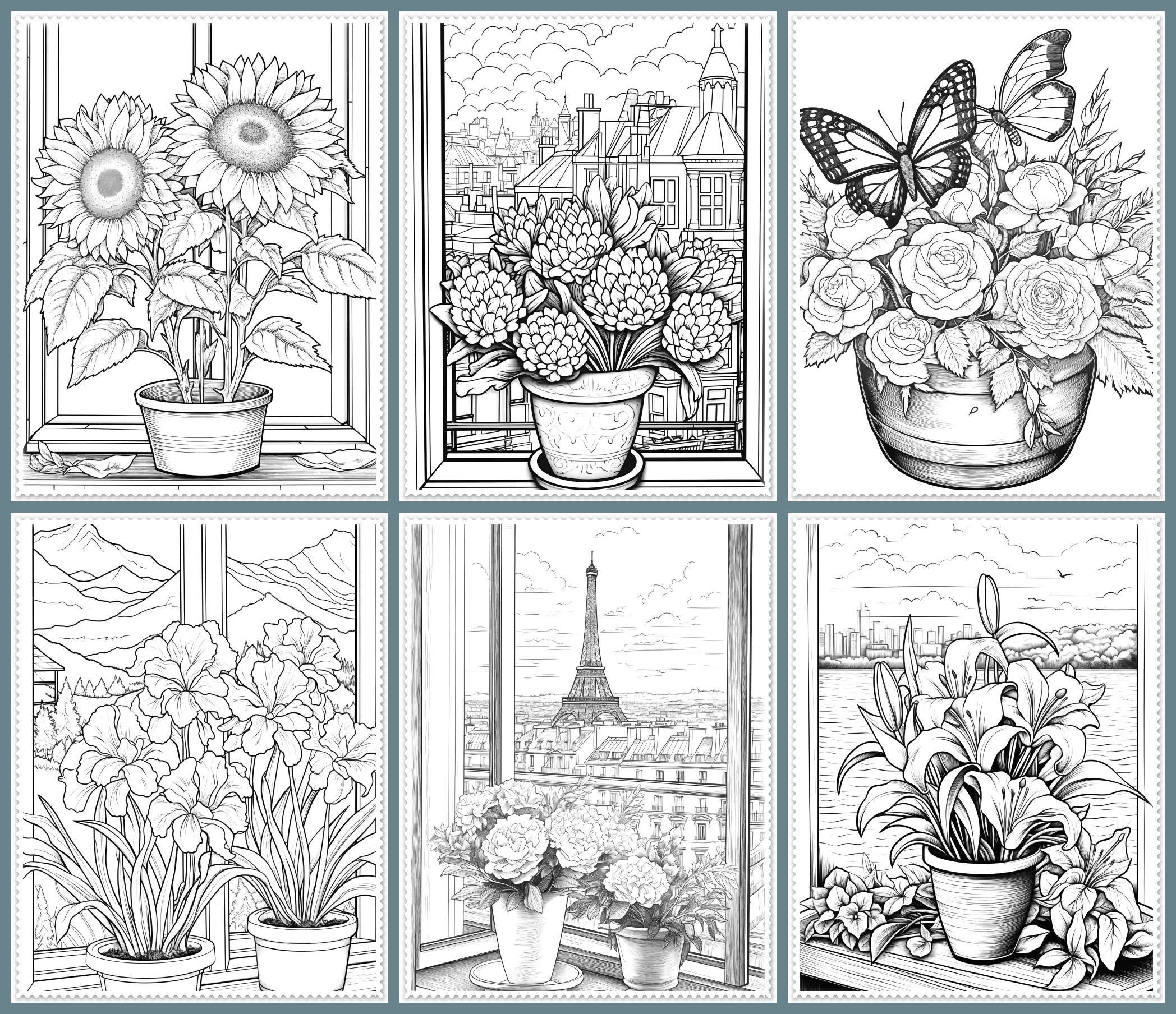 30 Home Flowers Coloring Pages Home Flowers Printable - Etsy