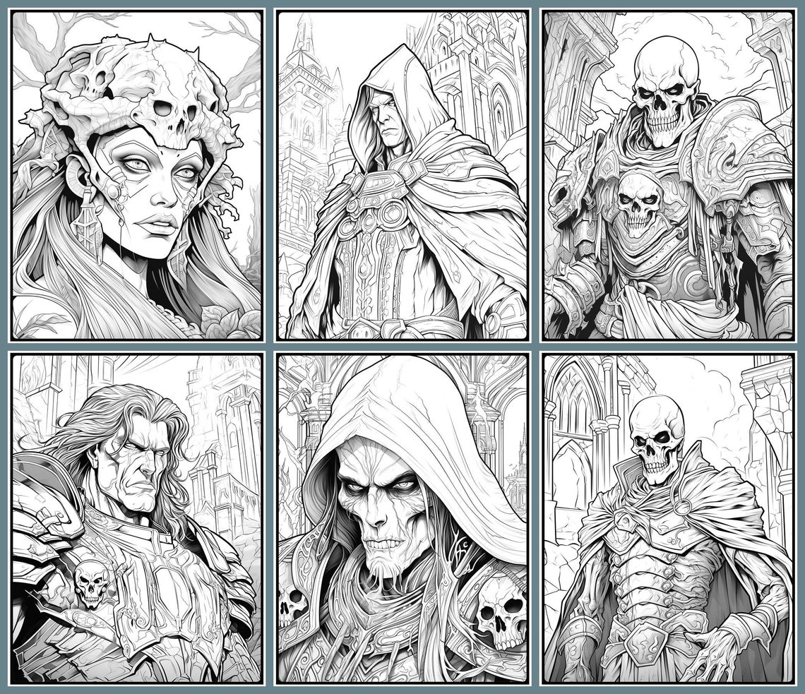 40 Necromancers Coloring Pages, Necromancer Printable Grayscale ...