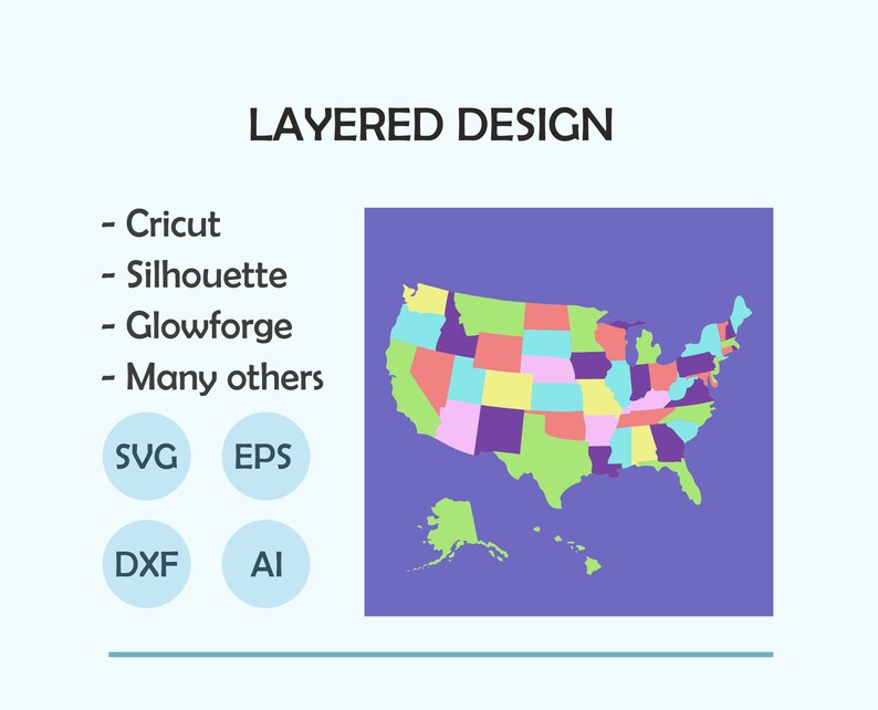 USA Map Shadow Box, SVG Layered Design for Cricut Silhouette and Other ...