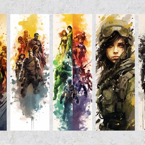 40 Superhero Printable Bookmarks, Comics Digital Download Bookmark ...
