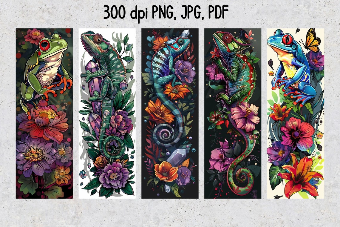 50 Reptile Printable Bookmarks, Reptile Digital Download Bookmark Sheet ...