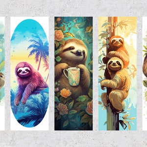 40 Cute Sloths Printable Bookmarks, Sloths Digital Download Bookmark ...
